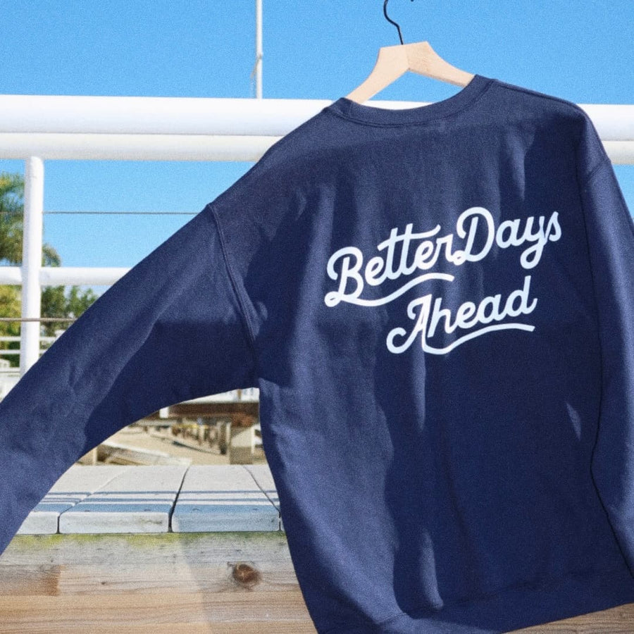 BetterDays Navy Cursive Crew – BetterDays Co.